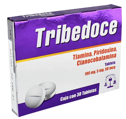 TRIBEDOCE c/ 30 TABS. 100 MG/5 MG/50 MCG. Complejo B [Tiamina, Piridoxina, Cianocobalamina] Tabs ...